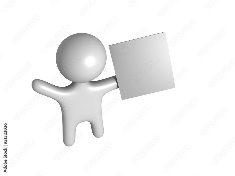 Männchen mit Zettel, beschreibbar Stock Illustration | Adobe Stock