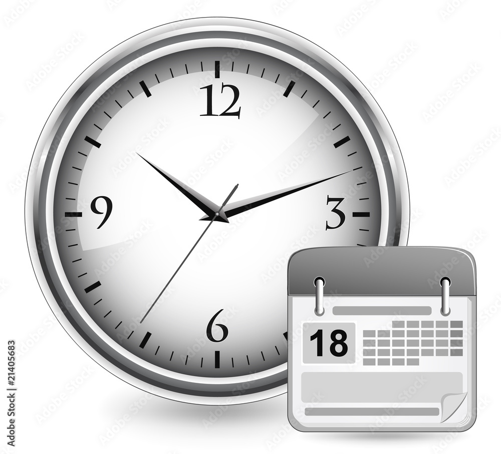 Time concept. Clock and calendar. Vector illustration. Stock Vector ...