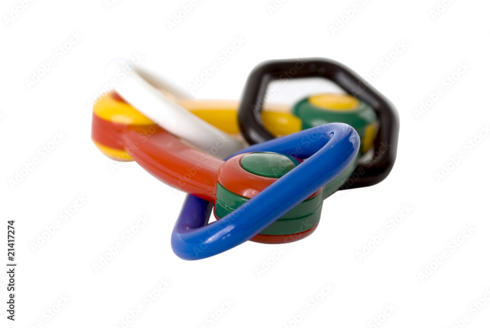 child develops multi-colored toy with a triangle, circle and hex Stock ...