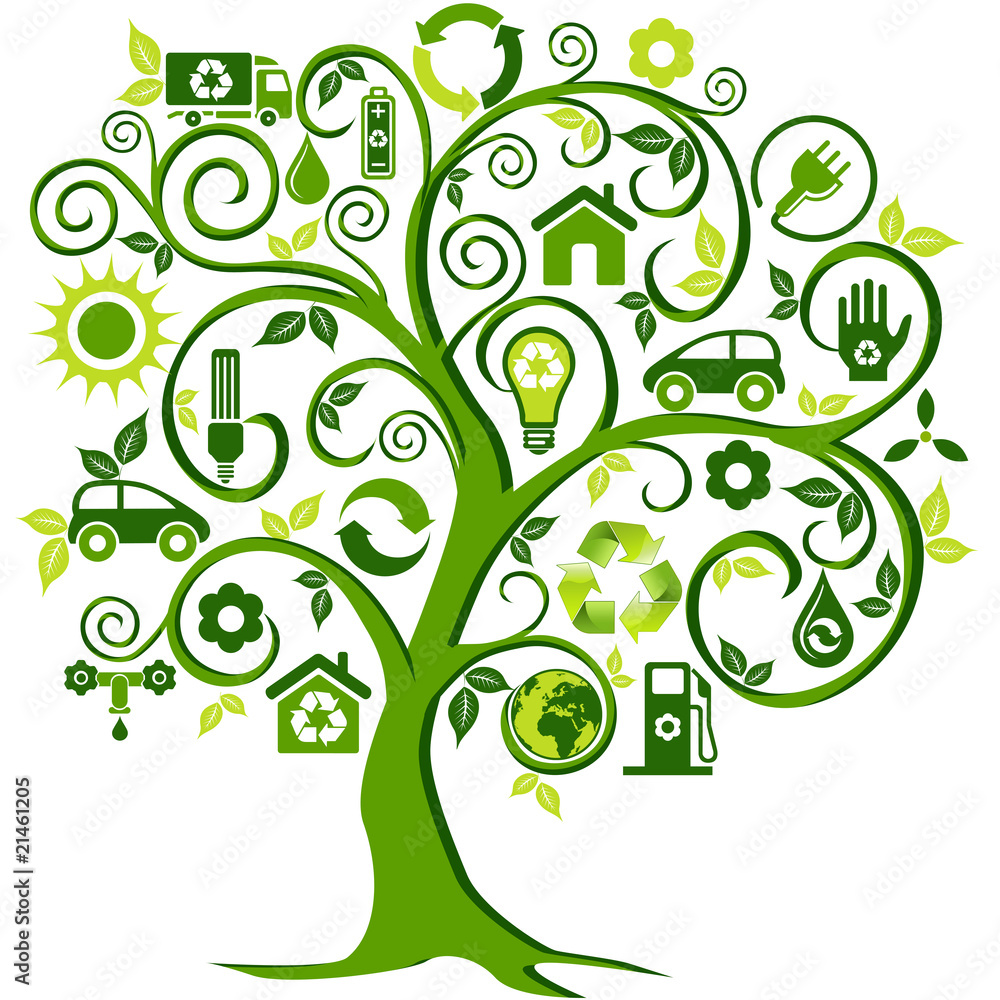 Eco Tree with environment symbols Stock Illustration | Adobe Stock
