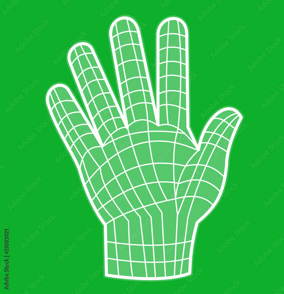 five fingers palm of open hand done in line drawing grid Stock Vector ...