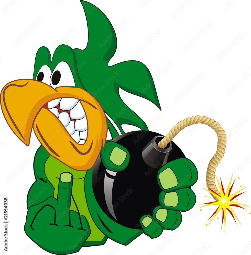 angry parrot cartoon isolated with bomb Stock Vector | Adobe Stock