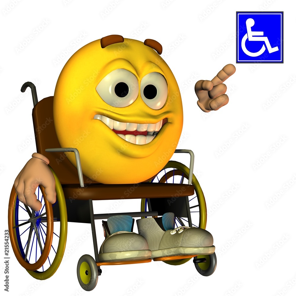 Smilie im Rollstuhl hier entlang Stock-Illustration | Adobe Stock