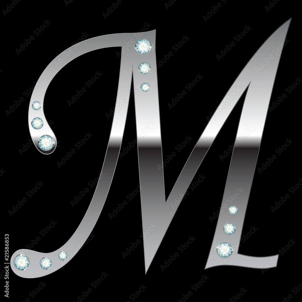 silver metallic letter M Stock Vector | Adobe Stock