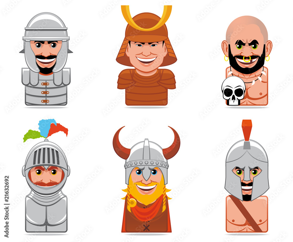 Cartoon people icons (warriors) Stock Illustration | Adobe Stock