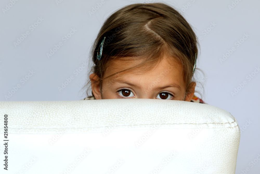 Shy Little Girl Hiding