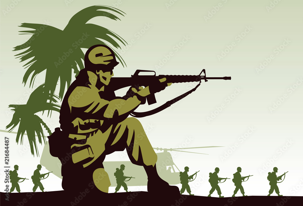 Soldiers in Vietnam Stock Vector | Adobe Stock