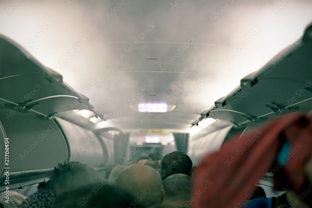 smoke in the aircraft Stock Photo | Adobe Stock