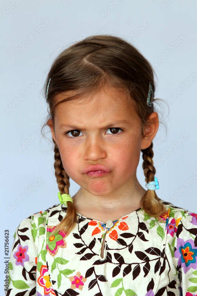 Studio portrait of young girl showing disgust and disapproval Stock ...