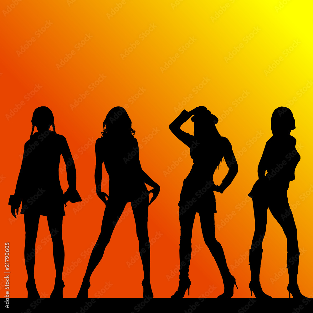 Four Sexy Girls Vector Silhouettes Stock Vector Adobe Stock
