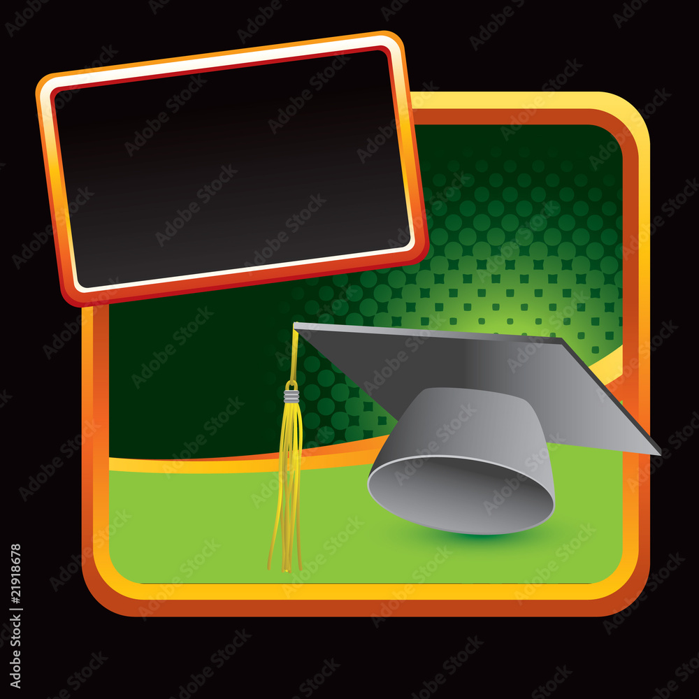 graduation cap green halftone advertisement Stock Vector | Adobe Stock