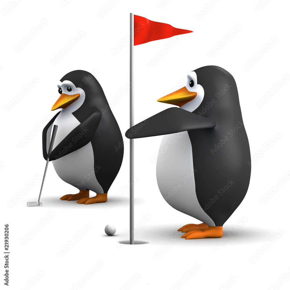 Penguins playing golf Stock Illustration | Adobe Stock