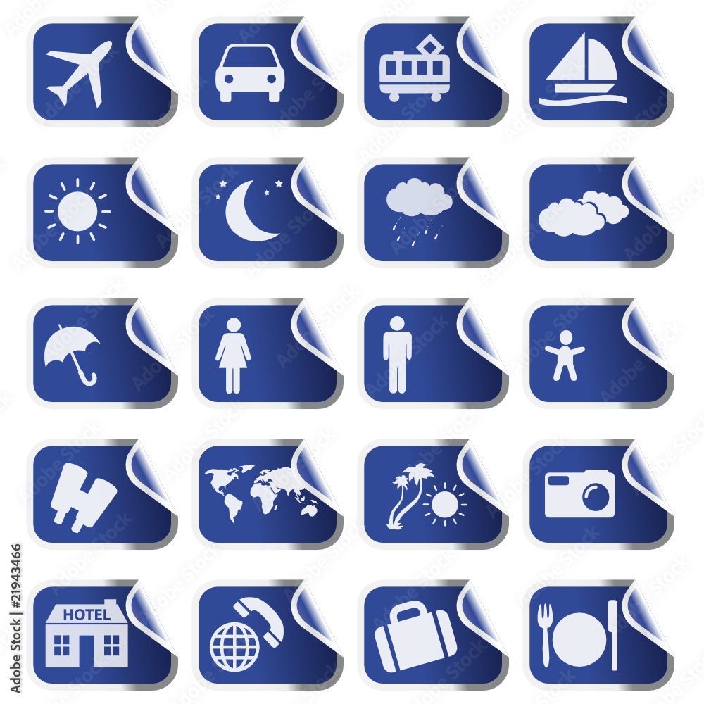 Blue Sticker Set 3 Stock-Vektorgrafik | Adobe Stock