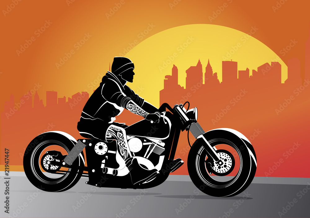 Chopper motorcycle vector hot and custom with rocker on it Stock Vector ...