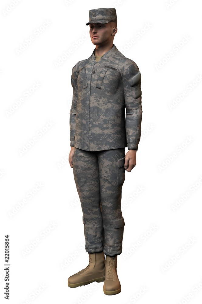 US Soldier Standing at Attention Stock Illustration | Adobe Stock