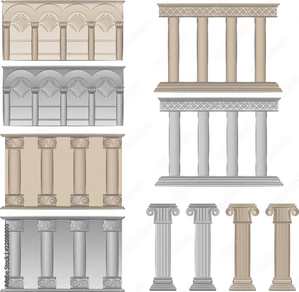 pillars and columns vector illustrations Stock Vector | Adobe Stock