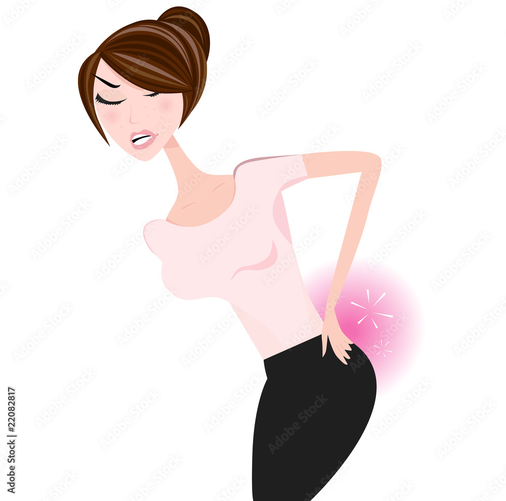Office woman with backache. Vector Illustration. Stock Vector | Adobe Stock
