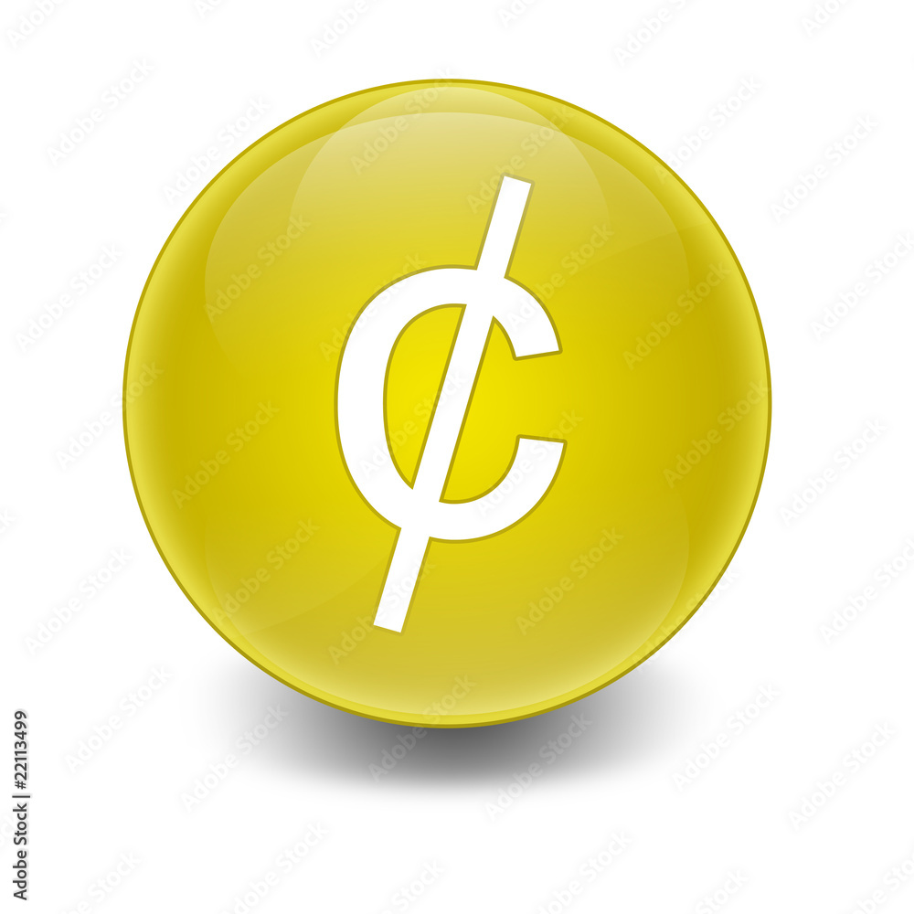 Esfera brillante con simbolo centimo Stock Illustration | Adobe Stock