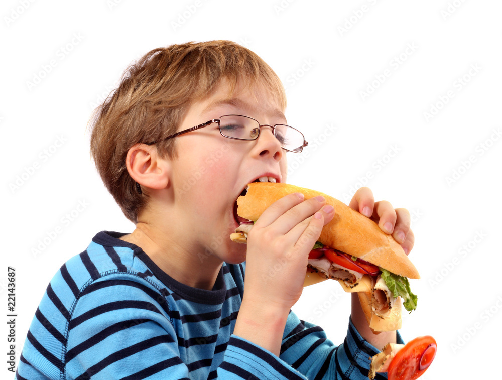 Poster boy eating large sandwich – Wall Art | UkPosters