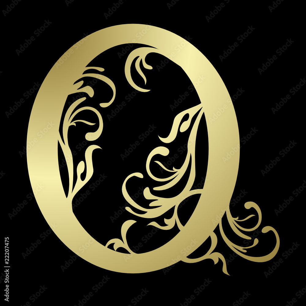 Alphabetic letter o, in gold Stock Vector | Adobe Stock
