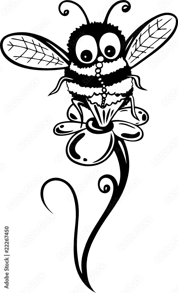 Biene, Wespe, Honig, Comic, Blume, Sommer Stock Vector | Adobe Stock