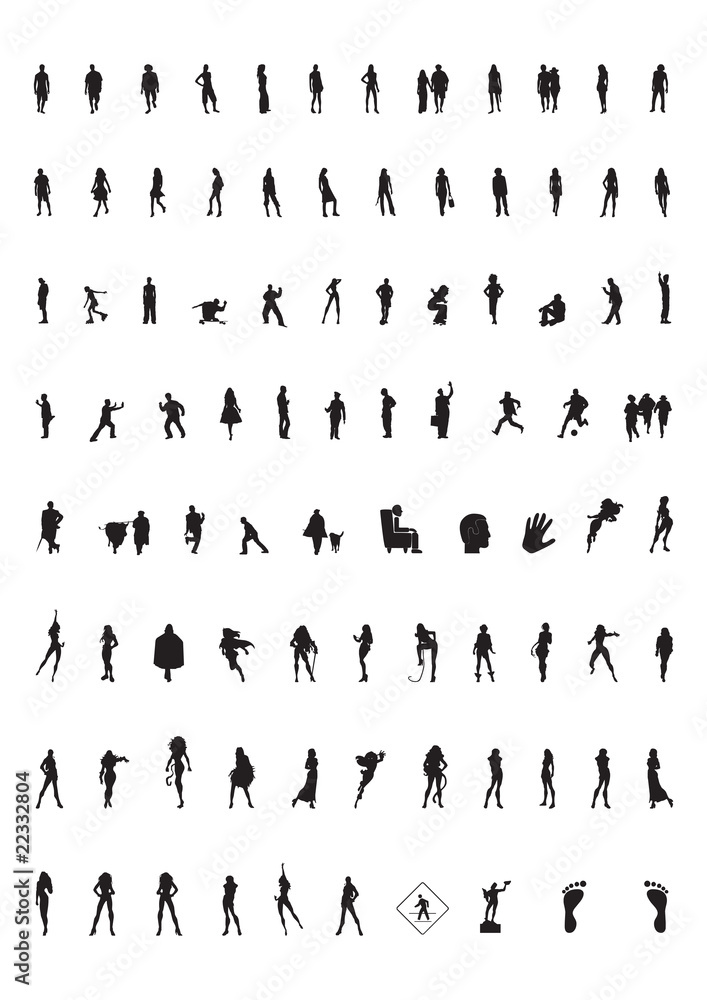 sagome di persone in diverse posizioni Stock Vector | Adobe Stock