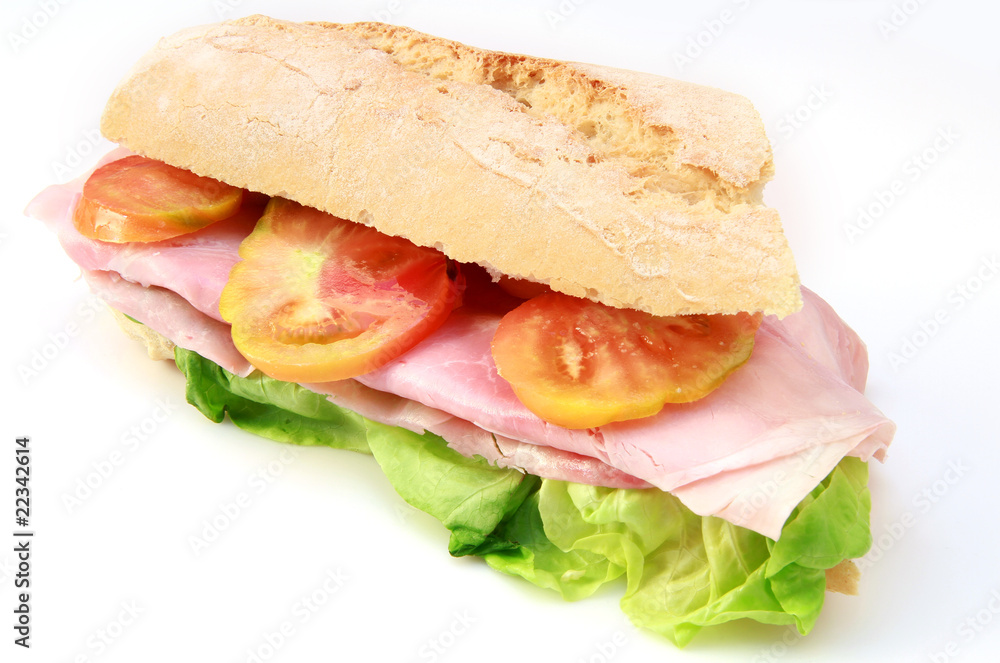 panino con prosciutto cotto,insalata e pomodori Stock Photo | Adobe Stock