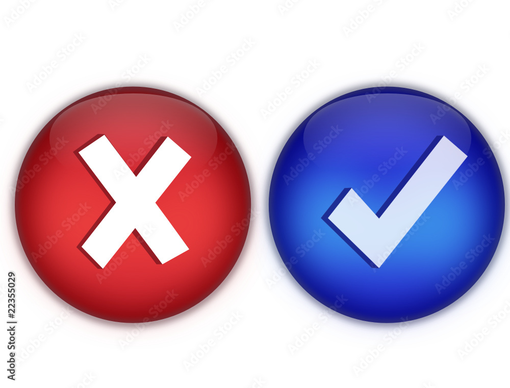 Vecteur Stock bouton web valide bleu et croix rouge | Adobe Stock