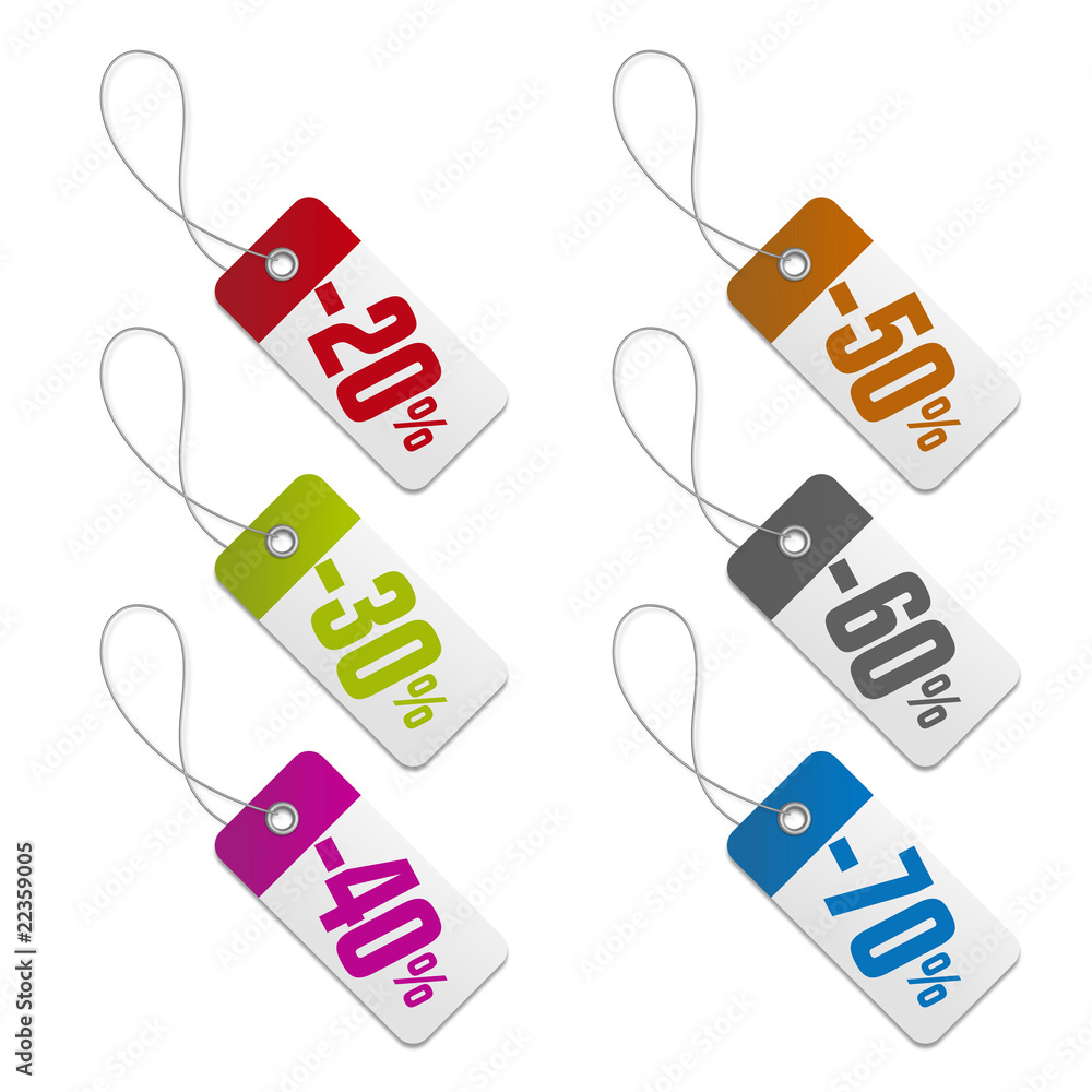 Soldes 6 étiquette prix Illustration Stock | Adobe Stock