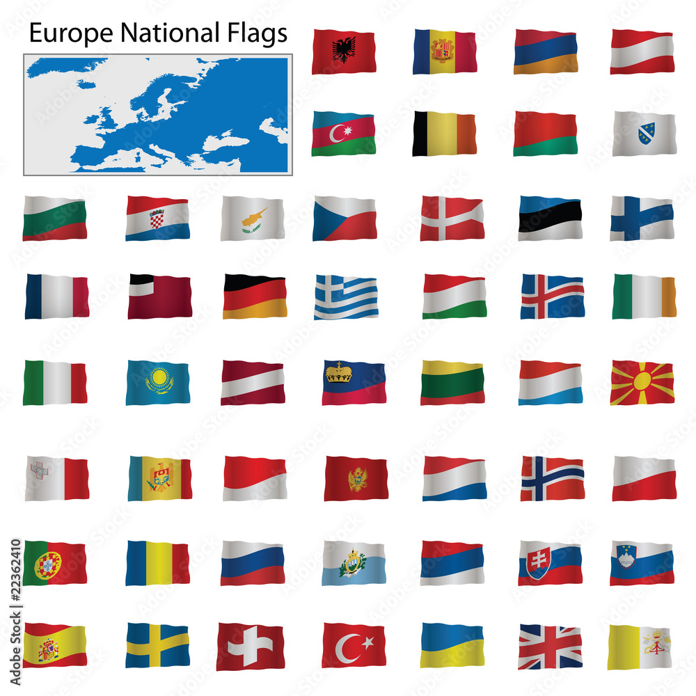 50 National Flags of Europe Complete Collection Stock Vector | Adobe Stock