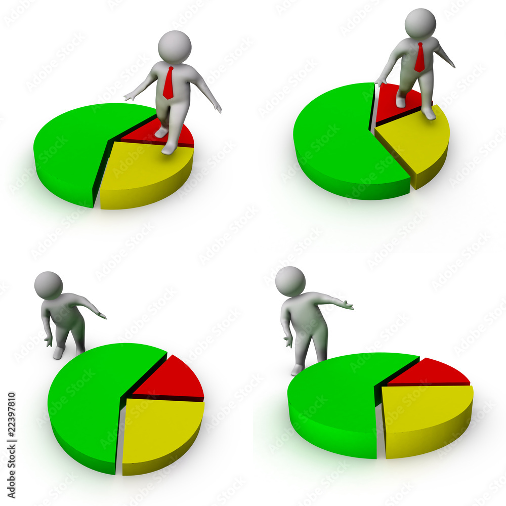 set of 3d man with business chart Stock Illustration | Adobe Stock