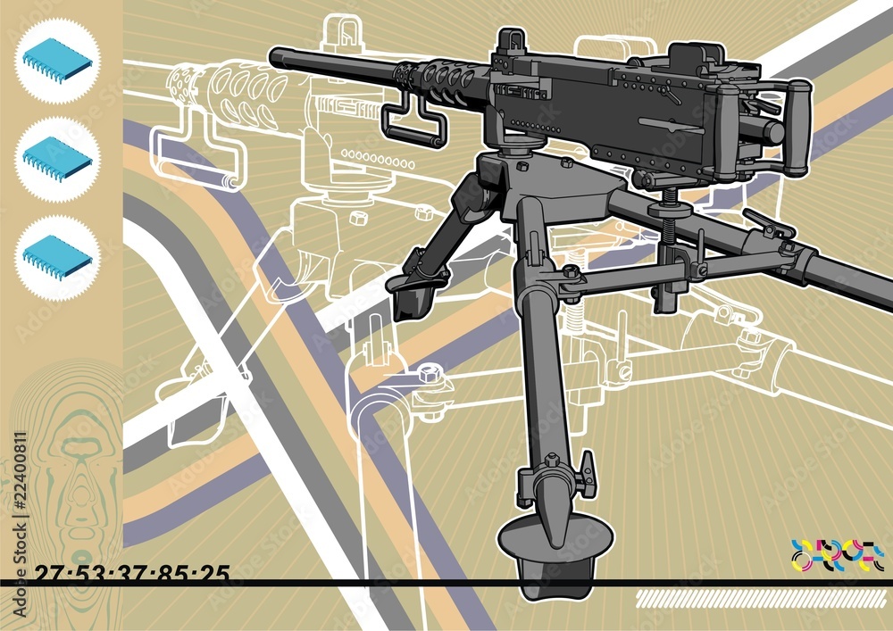 Browning machine gun schematic design template. Stock Vector | Adobe Stock