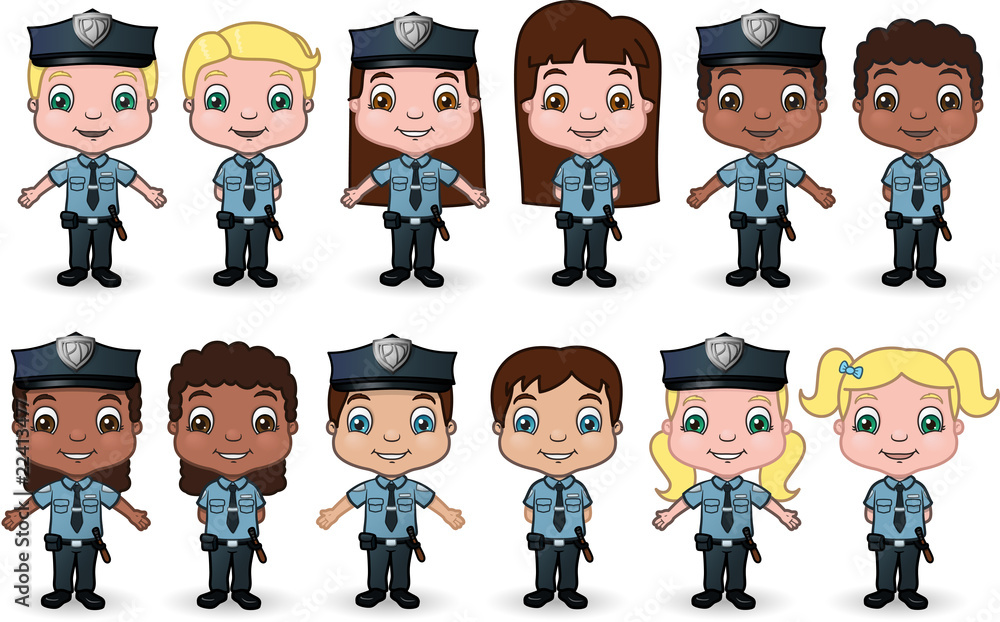 Children dressed as police officers - vector illustration Stock Vector ...