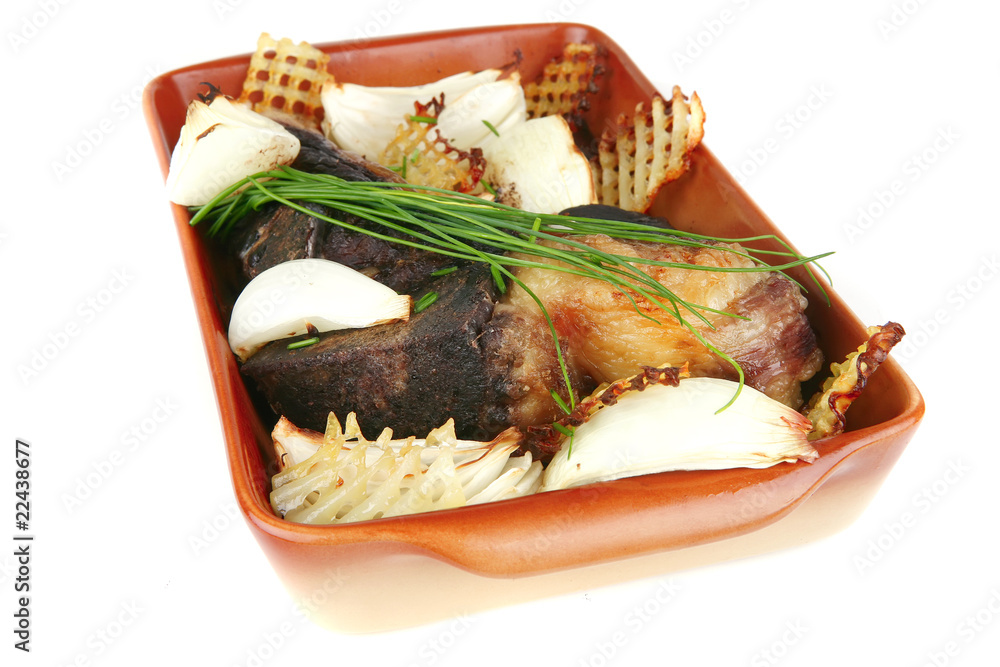 baked meat served Stock Photo | Adobe Stock