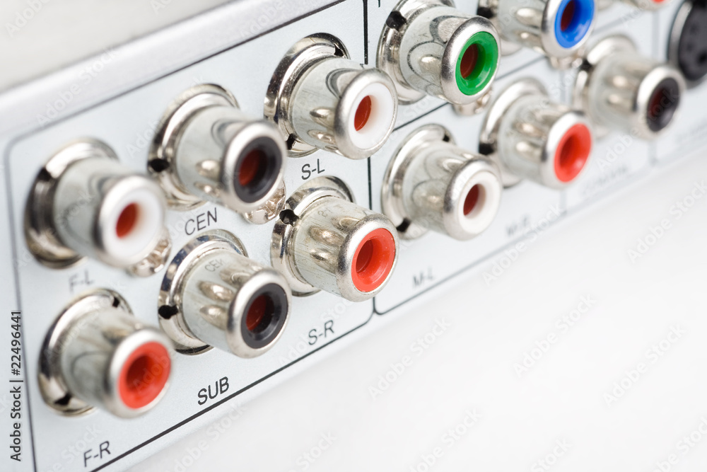 RCA connections on the back of a DVD player Stock Photo | Adobe Stock