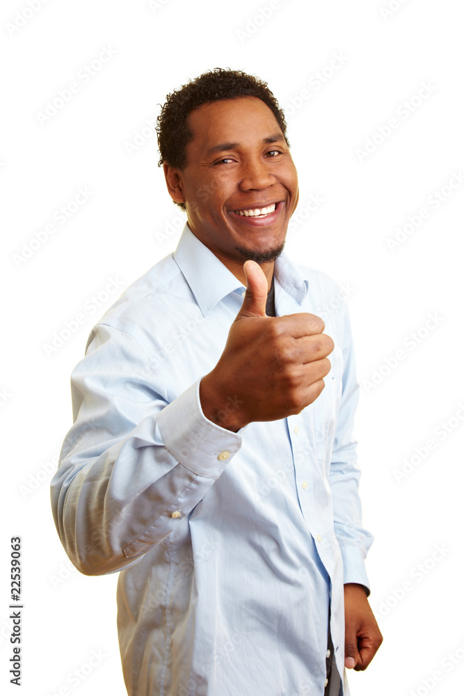 Afrikaner zeigt Daumen hoch Stock Photo | Adobe Stock