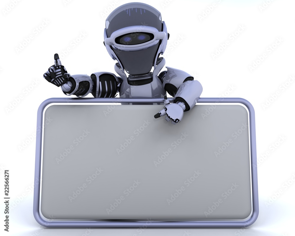 robot and blank sign Stock Illustration | Adobe Stock