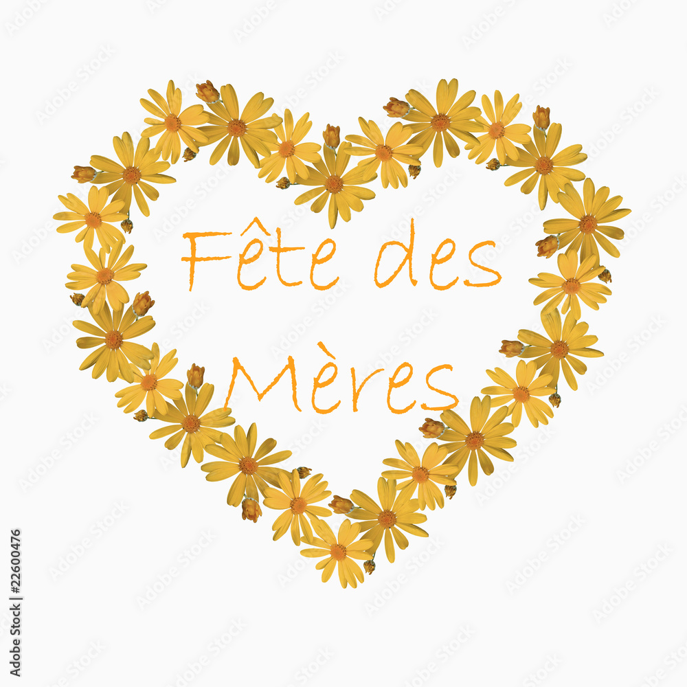 Fête des mères, cadre coeur fleuri Stock Illustration | Adobe Stock