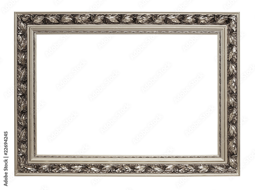 Silver art frame isolated on white Stock Photo | Adobe Stock