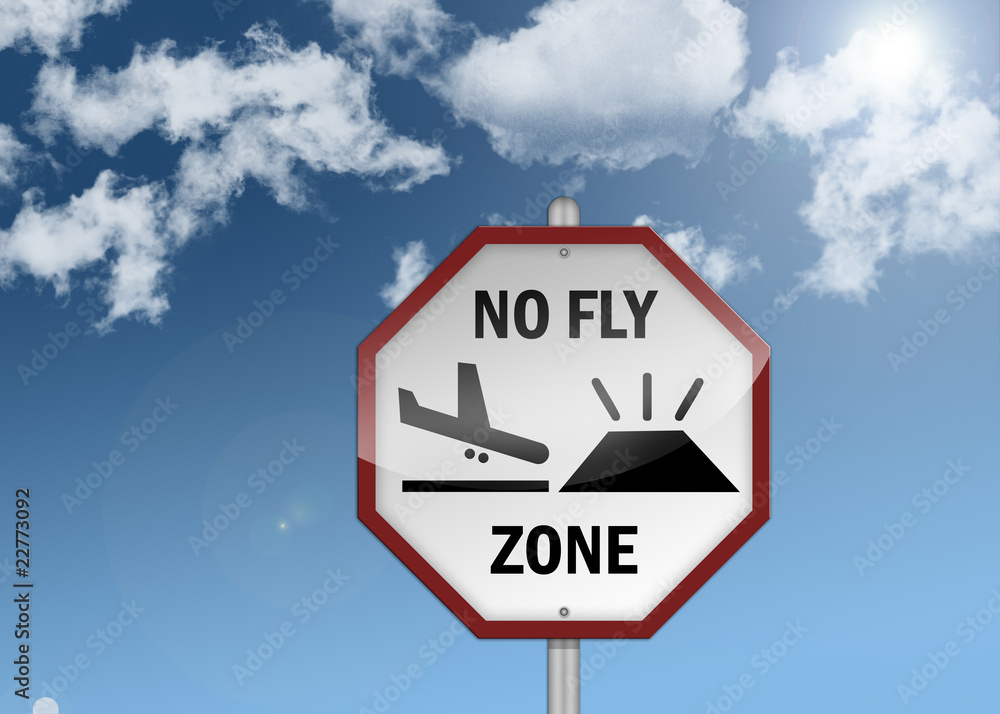 Road Sign "No Fly Zone - Grounded Aircraft / Volcano" ilustração do ...