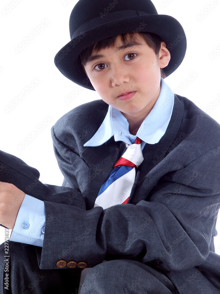 boy in business suit with red, white & blue tie Stock Photo | Adobe Stock