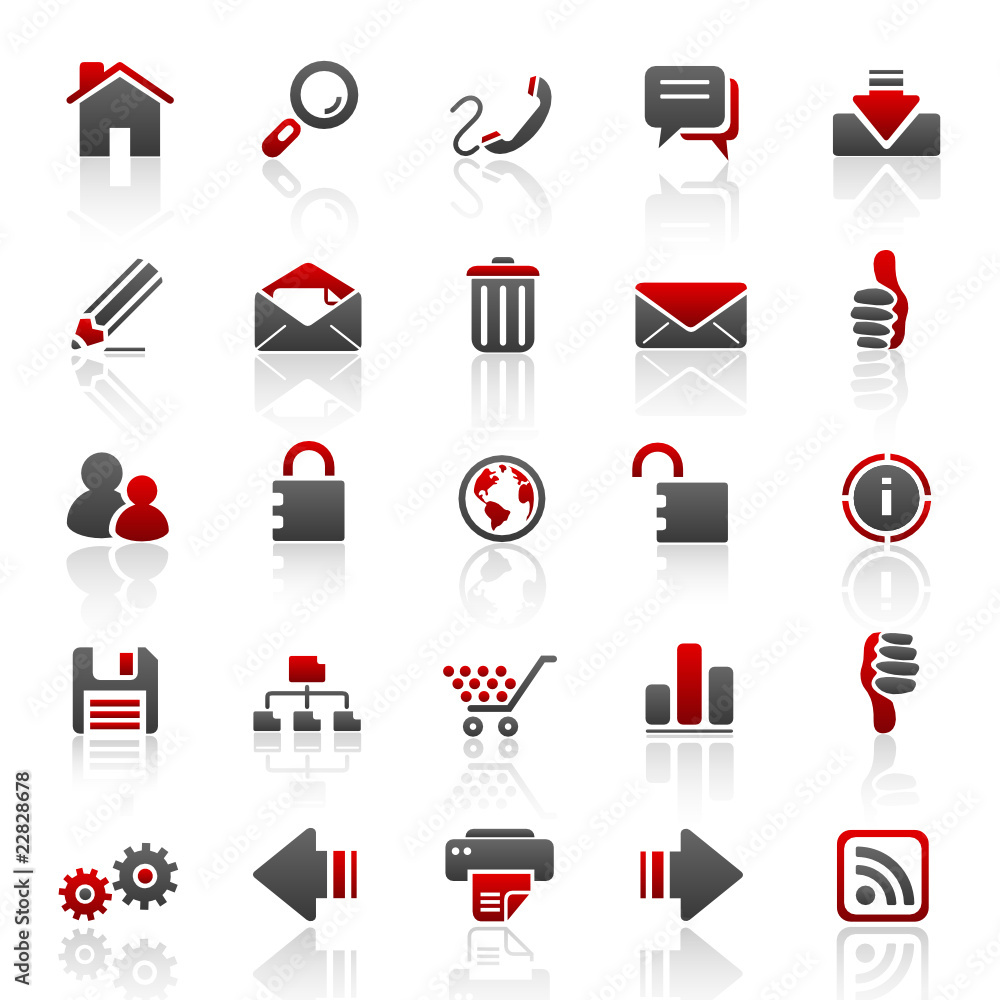 red web internet icons - set 1 Stock-Vektorgrafik | Adobe Stock