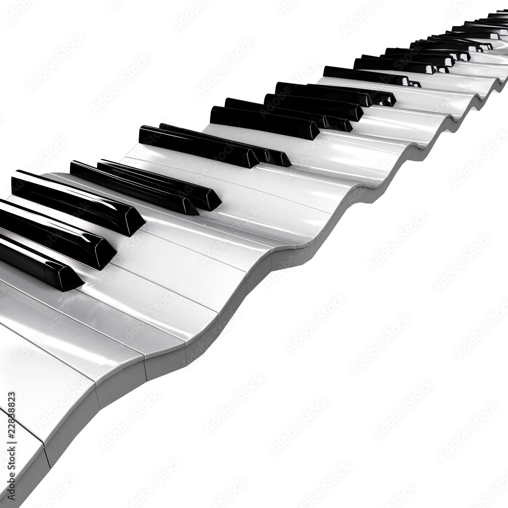 wavy piano keyboard isolated on white background Stock Illustration ...