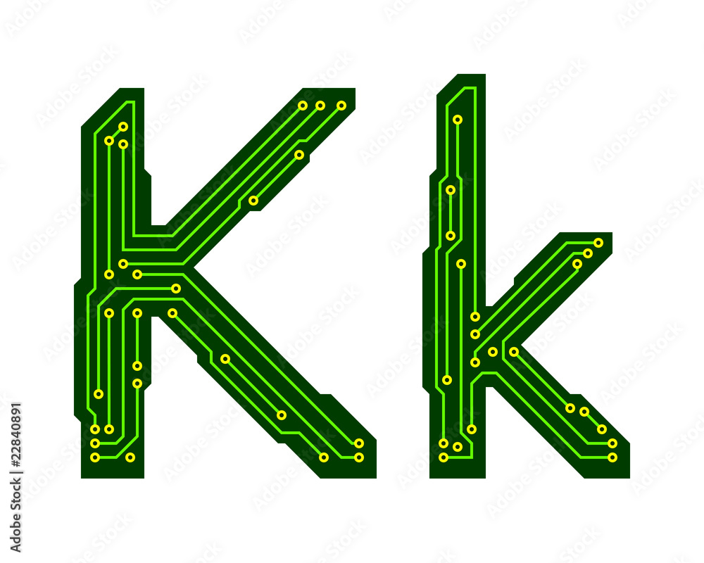 Hi-tech circuit board alphabet. Letter K Stock Vector | Adobe Stock