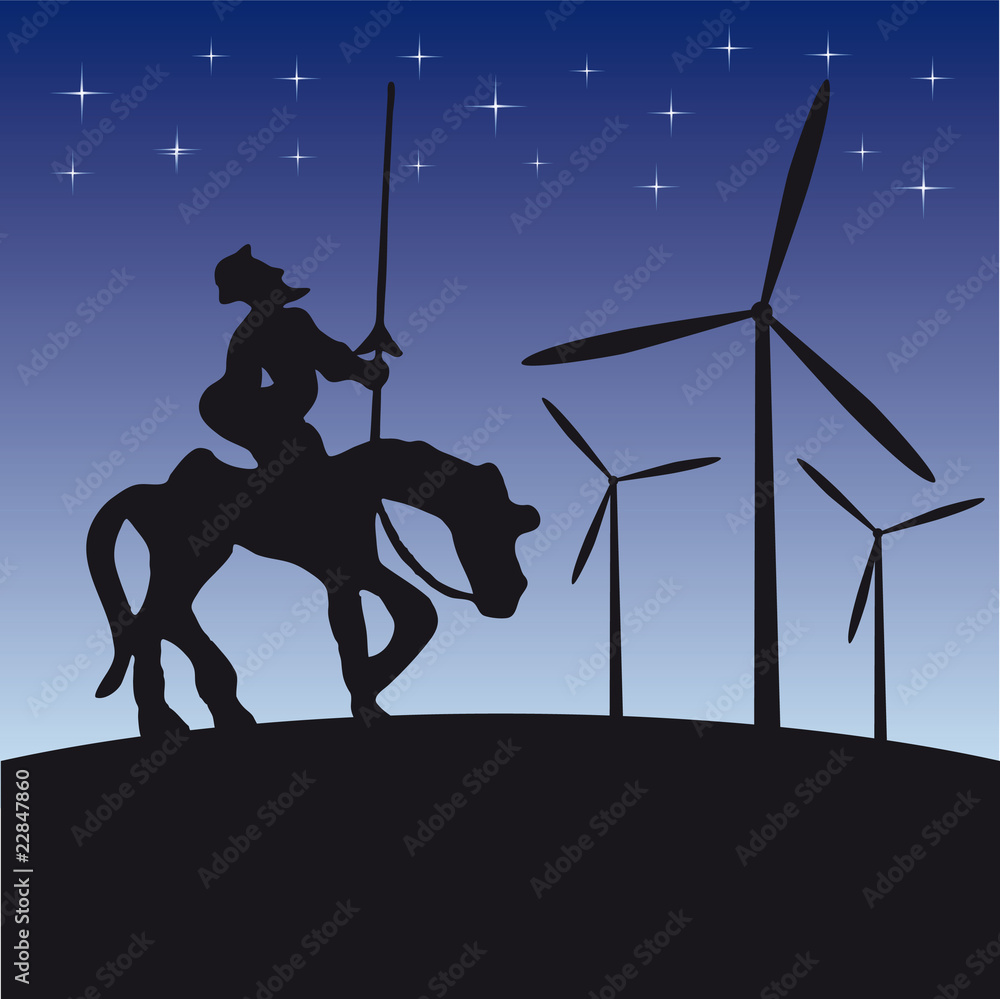 Don Quijote vector illustration cartoon silhouette Stock Vector | Adobe ...
