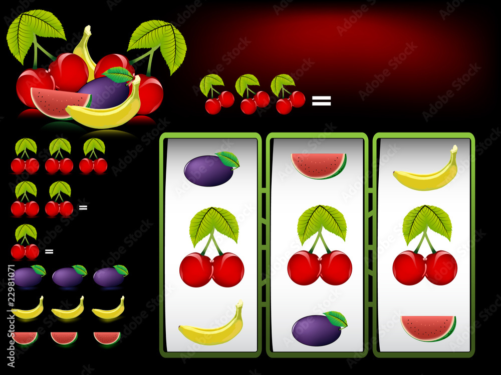 Cherry slot machine vector with various types of fruit Stock Vector ...