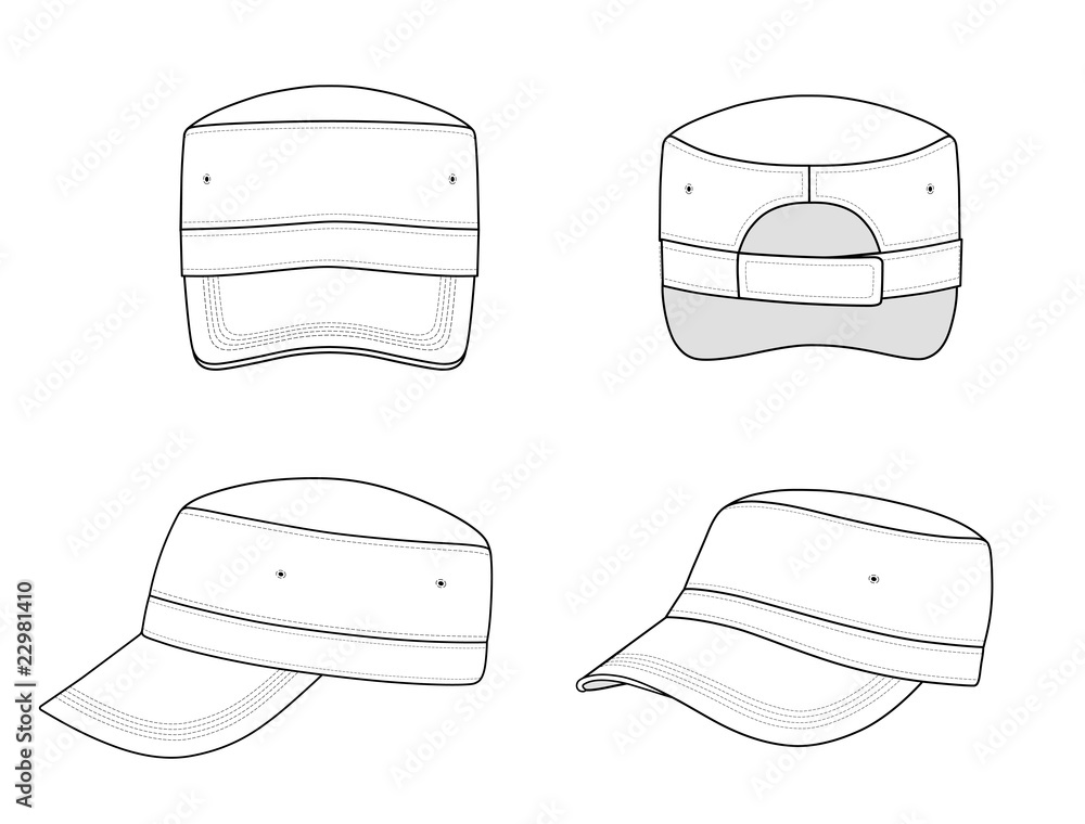 Outline military cap vector illustration isolated on white Stock Vector ...