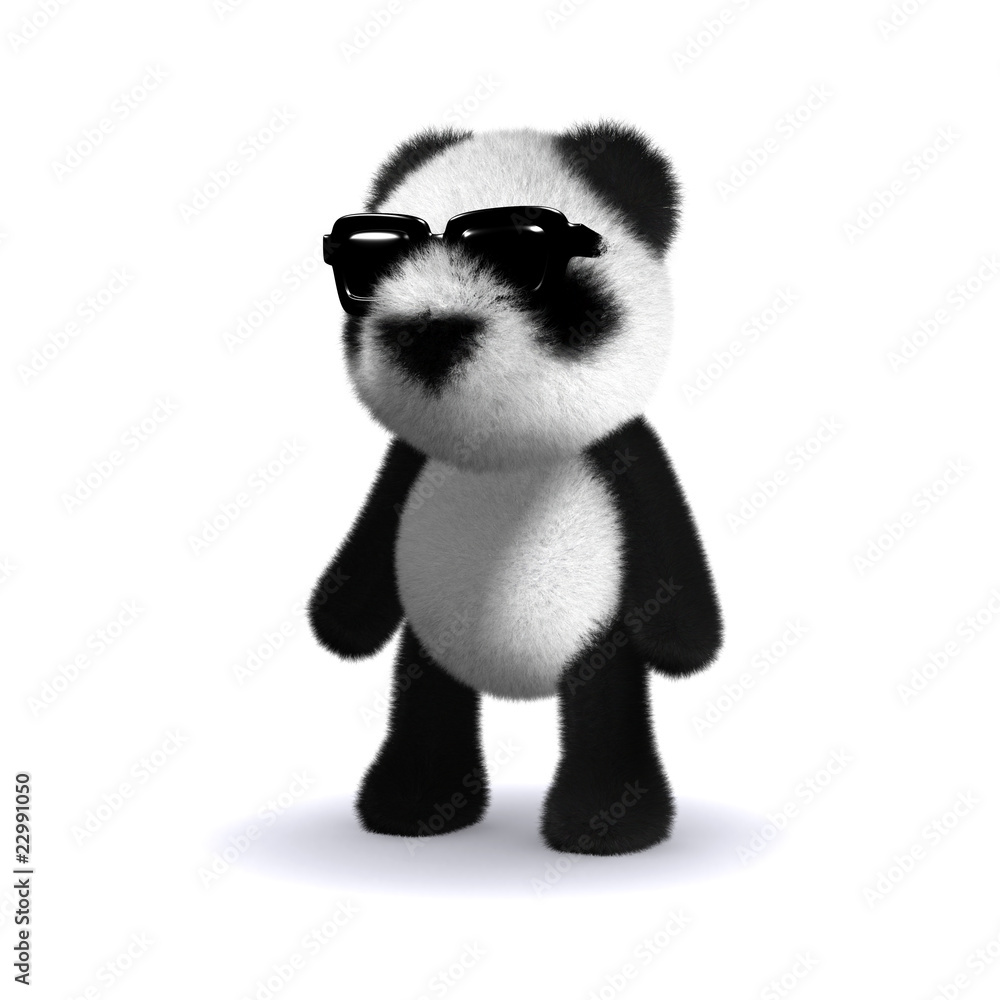 3d Panda wearing shades Stock Illustration | Adobe Stock