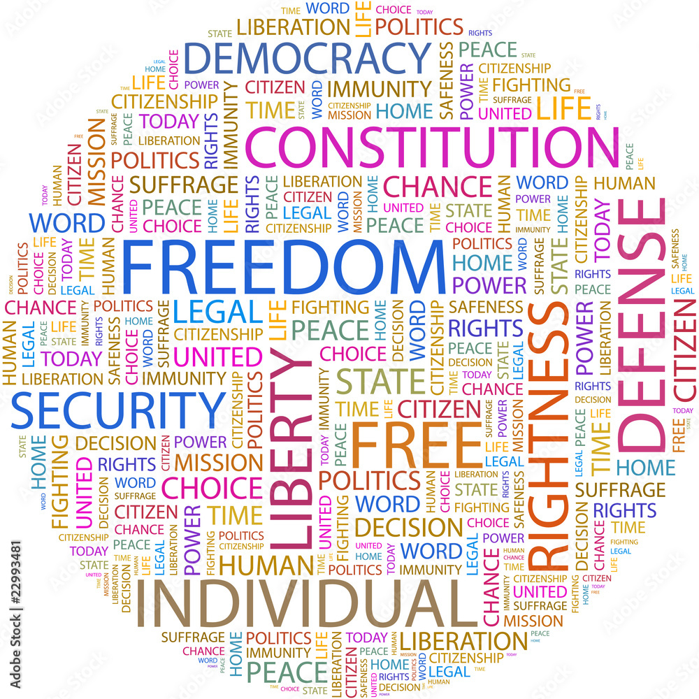 Word cloud concept illustration of freedom association terms. Stock ...