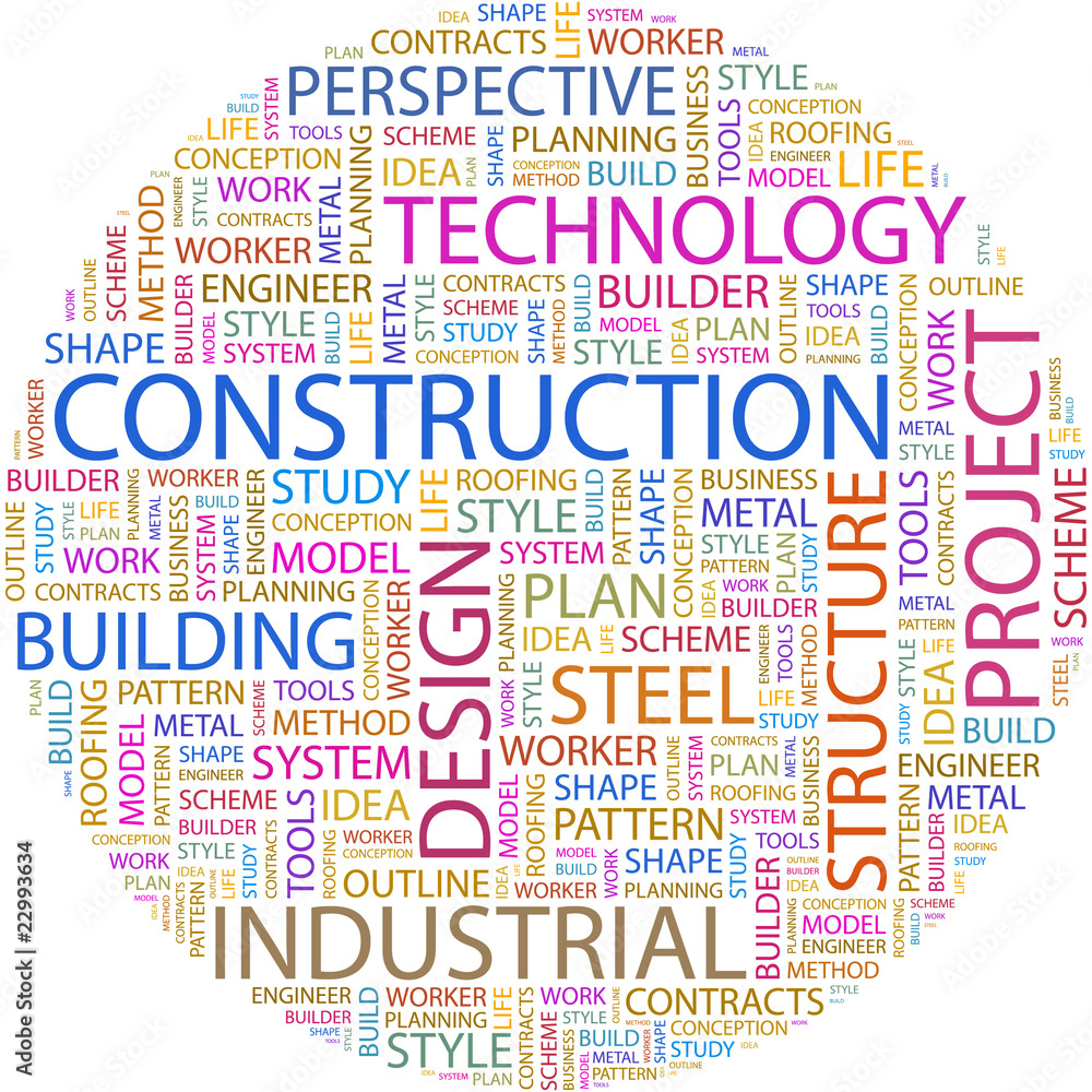 Word cloud concept illustration of construction terms. Stock Vector ...